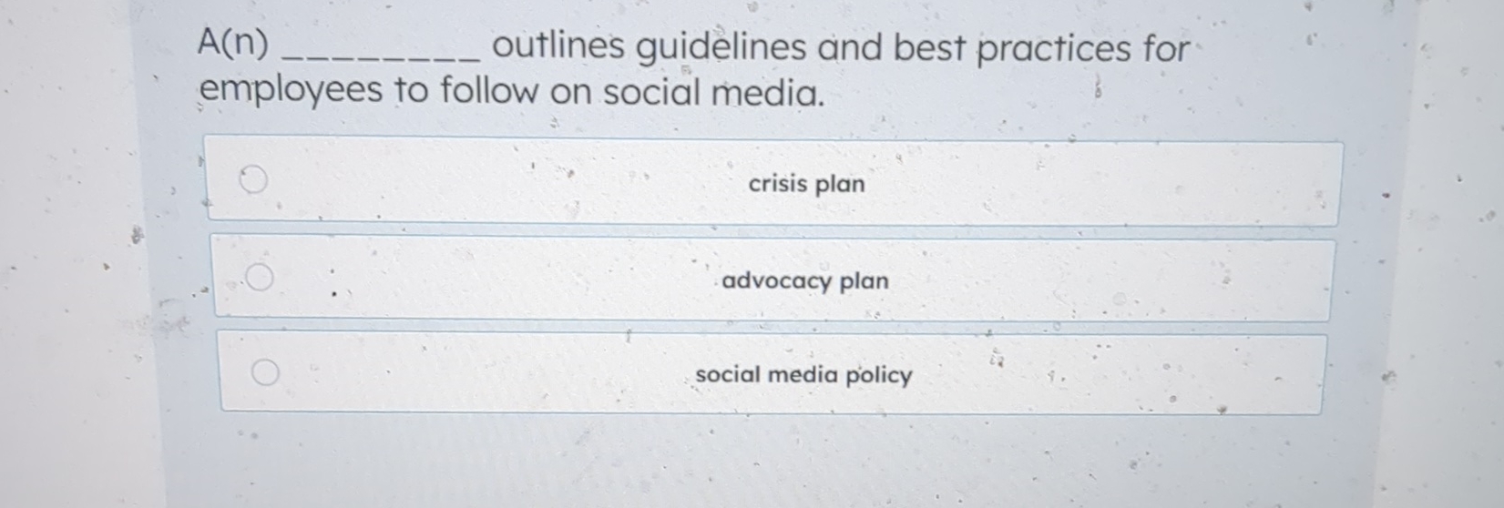Solved A(n) ﻿outlines guidelines and best practices for | Chegg.com