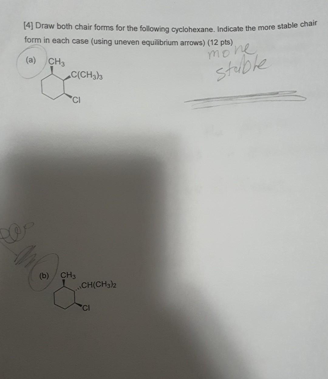 Solved [4] Draw both chair forms for the following | Chegg.com