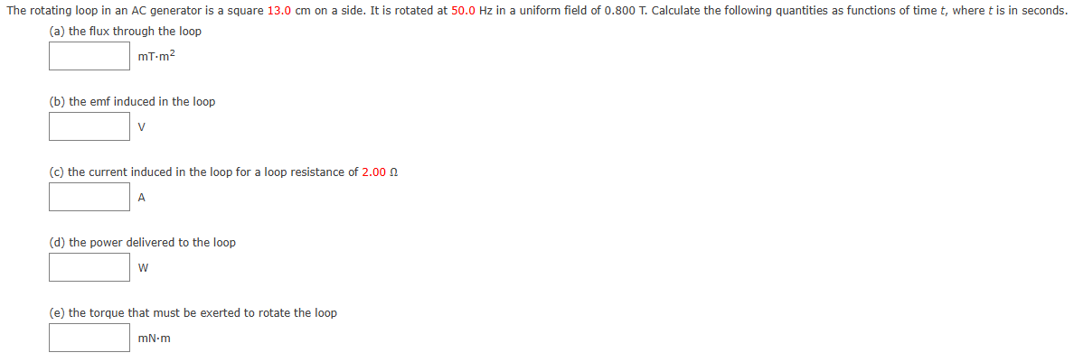 Solved The rotating loop in an AC generator is a square 13.0 | Chegg.com