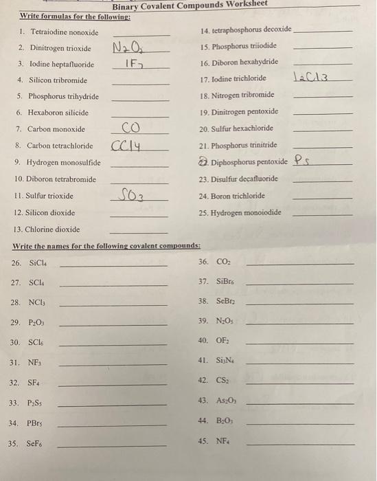 Solved Write formulas for the followiug: 1. Tetraiodine | Chegg.com