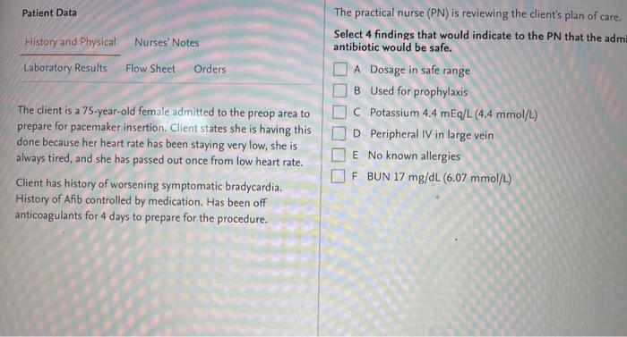 Solved Patient Data History and Physical Nurses' Notes | Chegg.com
