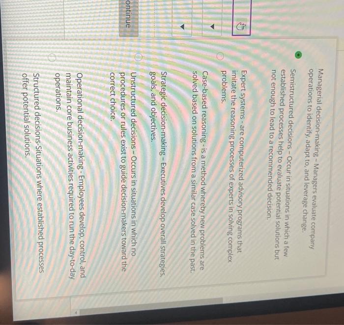 Solved Levels of Decision Making Managerial decision-making | Chegg.com