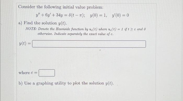 Solved Consider the following initial value problem: a) Find | Chegg.com
