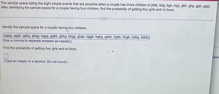 Solved The sample space listing the eight simple events that | Chegg.com