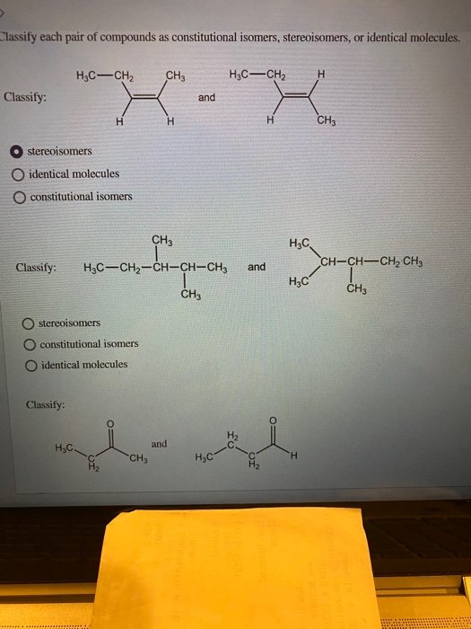 Solved Classify each pair of compounds as constitutional | Chegg.com