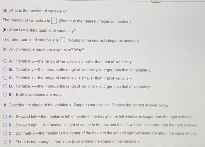 Use the side-by-side boxplots shown to complete parts | Chegg.com