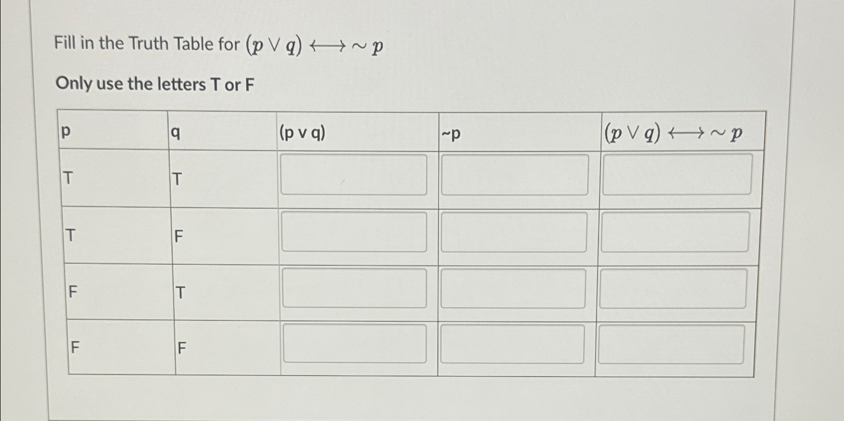Solved Fill in the Truth Table for | Chegg.com