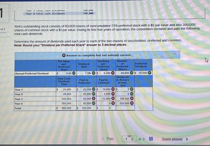 Solved York's outstanding stock consists of 80,000 shares of | Chegg.com