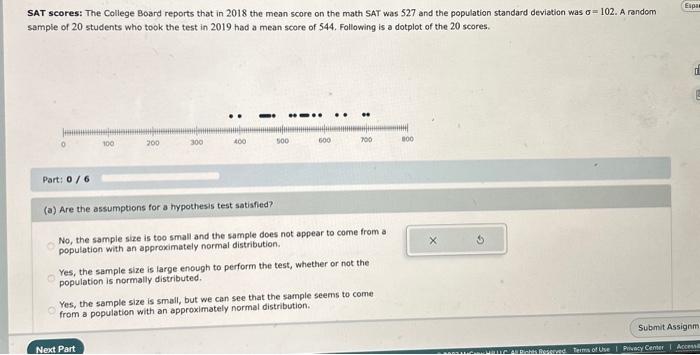 SAT scores: The College Board reports that in 2018 | Chegg.com