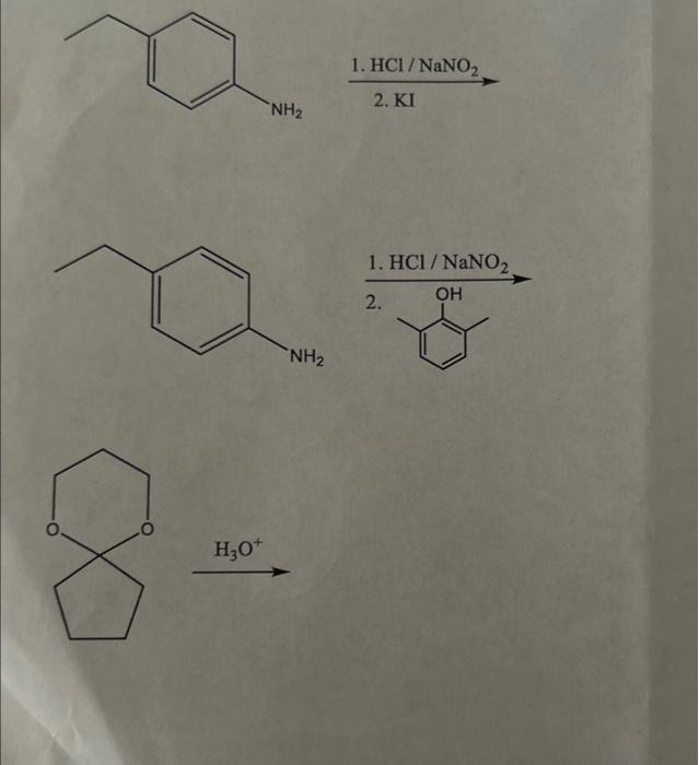 Solved 2.KI 1.HCl/NaNO2 1.HCl/NaNO2 2. H3O+ | Chegg.com