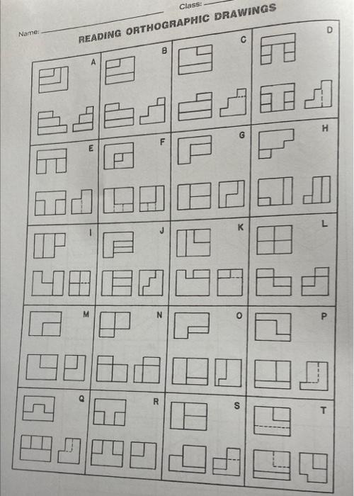 Solved READING ORTHOGRAPHIC DRAWINGS Objective: To match | Chegg.com