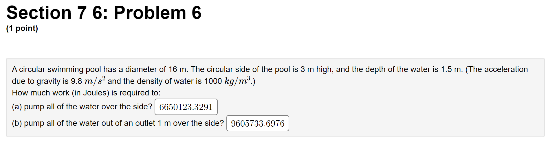 Solved Section 7 6: Problem 3A circular swimming pool has a | Chegg.com