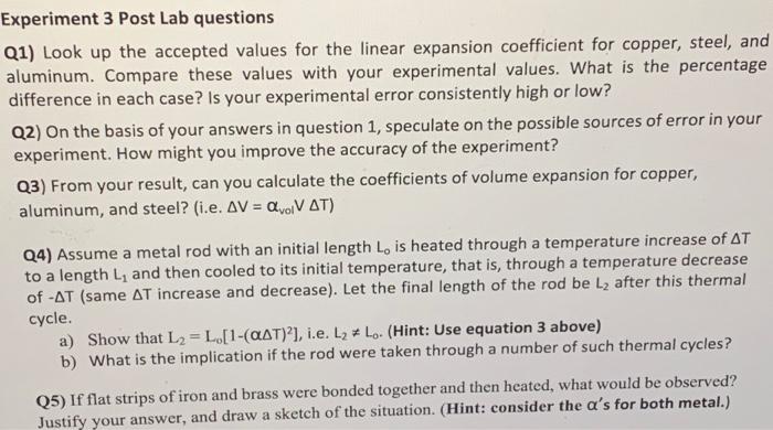 Solved Experiment 3 Post Lab questions Q1) Look up the | Chegg.com