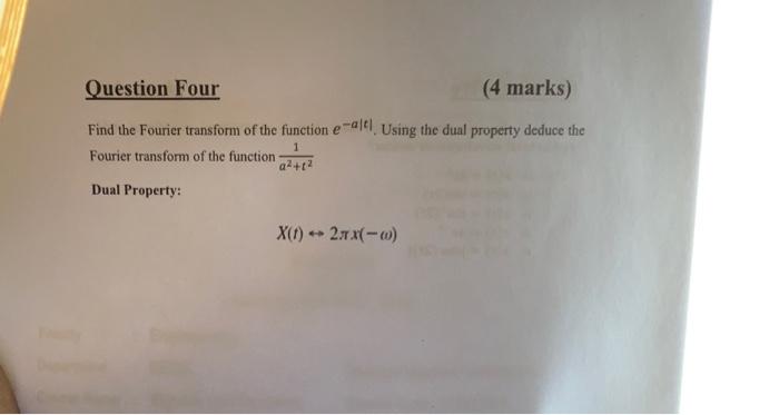 Solved Find the Fourier transform of the function e−a∣t∣. | Chegg.com