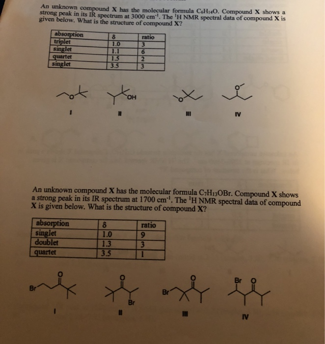 Solved An unknown compound X has the molecular formula | Chegg.com