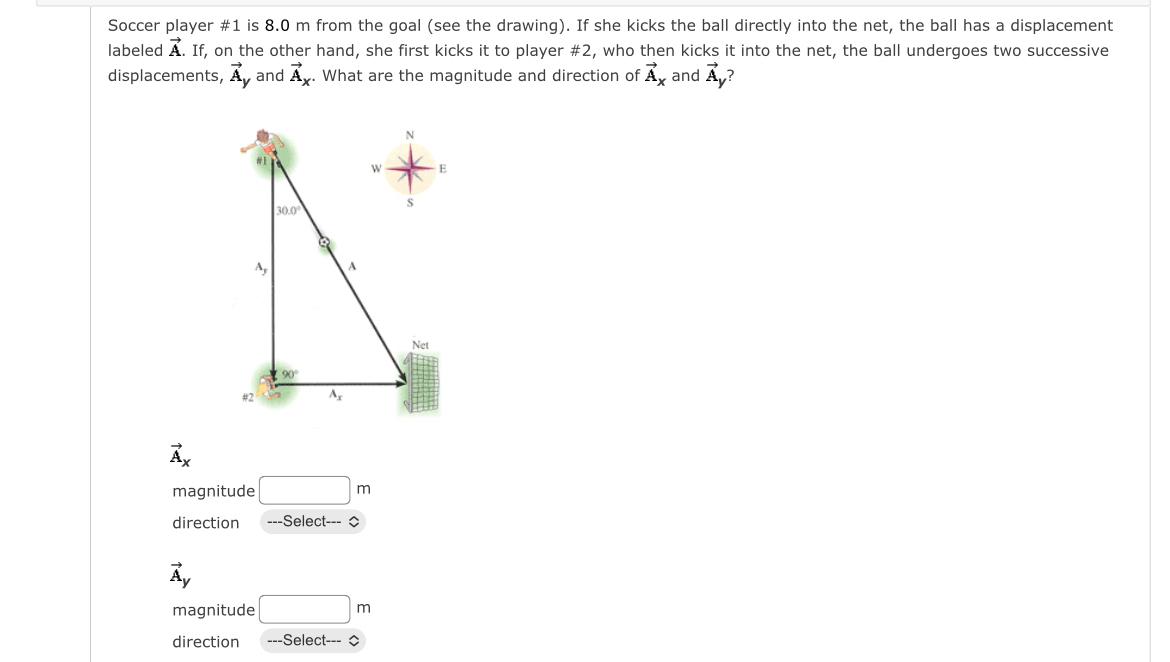 Solved Soccer player #1 ﻿is 8.0m ﻿from the goal (see the | Chegg.com
