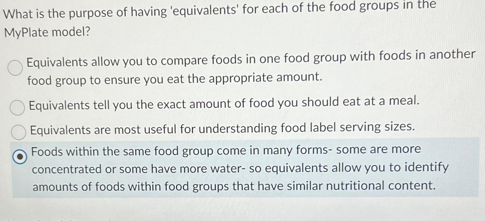 Solved What is the purpose of having 'equivalents' for each | Chegg.com
