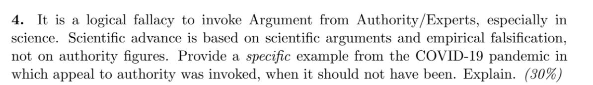 Solved It is a logical fallacy to invoke Argument from | Chegg.com