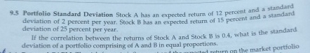 Solved 9.5 ﻿Portfolio Standard Deviation Stock A has an | Chegg.com