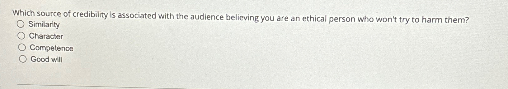 Solved Which source of credibility is associated with the | Chegg.com