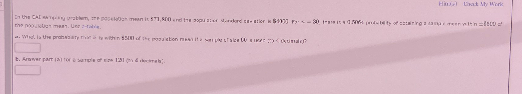 Solved Hint(s) ﻿Check My WorkIn the EAI sampling problem, | Chegg.com