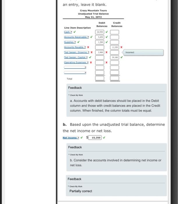 Solved Trial balance Crazy Mountain Tours is a travel agency | Chegg.com