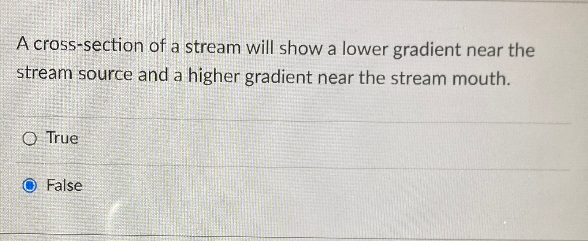 Solved A cross-section of a stream will show a lower | Chegg.com