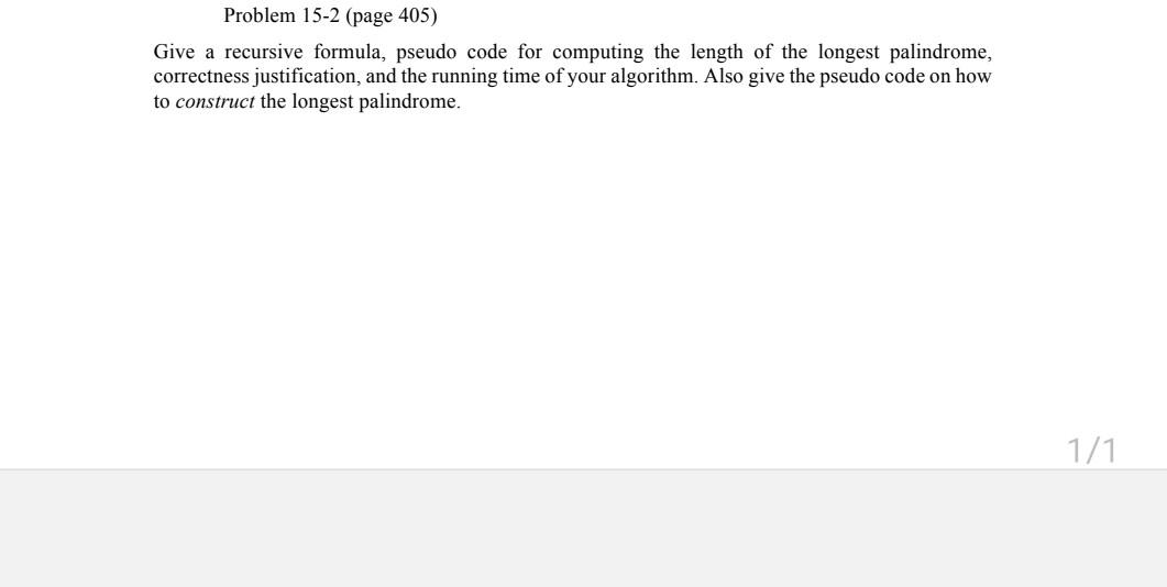 Solved 15 2 Longest Palindrome Subsequence A Palindrome Is A
