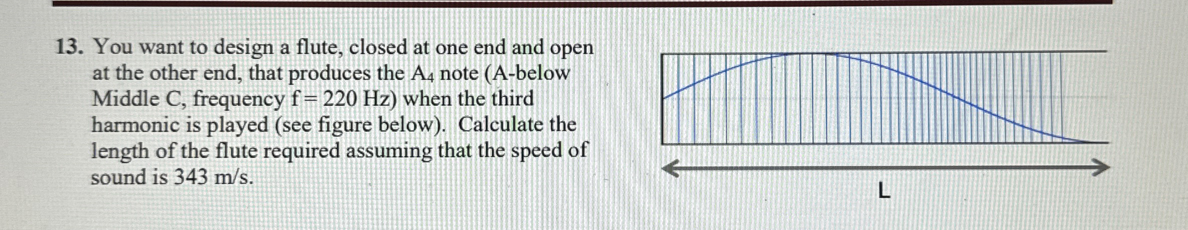 Solved You want to design a flute, closed at one end and | Chegg.com