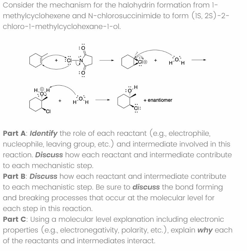 Solved Consider the mechanism for the halohydrin formation | Chegg.com