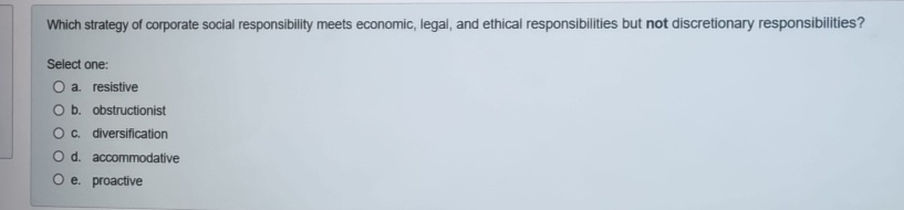 Solved Which strategy of corporate social responsibility | Chegg.com