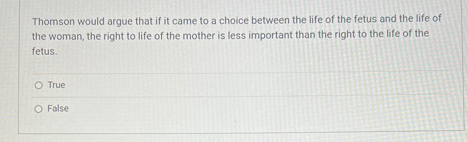 Solved Thomson would argue that if it came to a choice | Chegg.com