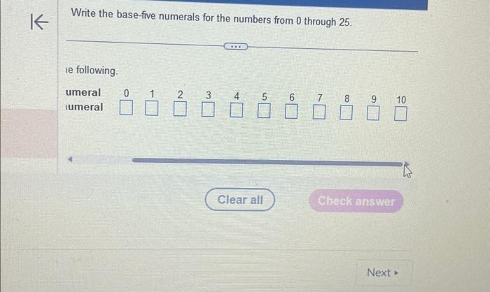 Solved Write the base-five numerals for the numbers from 0 | Chegg.com