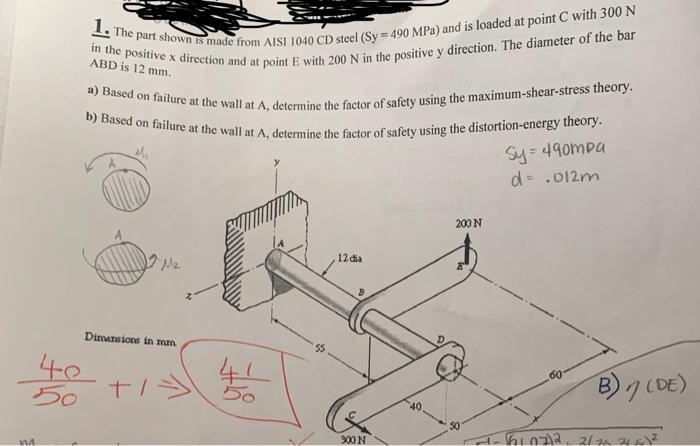Solved 1. The part shown is made from AISI 1040CD steel | Chegg.com