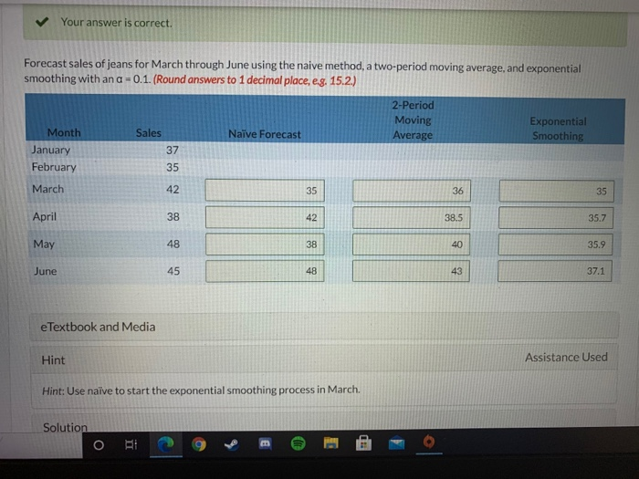 Solved Find MAD for Naive Forcast 2-Period Moving Average | Chegg.com