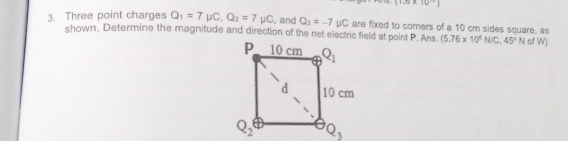 Solved 3. Three point charges Q1=7μC,Q2=7μC, and Q3=−7μC are | Chegg.com