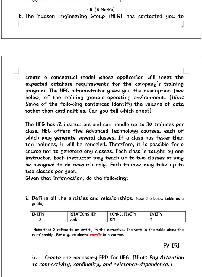 Solved CR [8 Marks] b. The Hudson Engineering Group (HEG) | Chegg.com