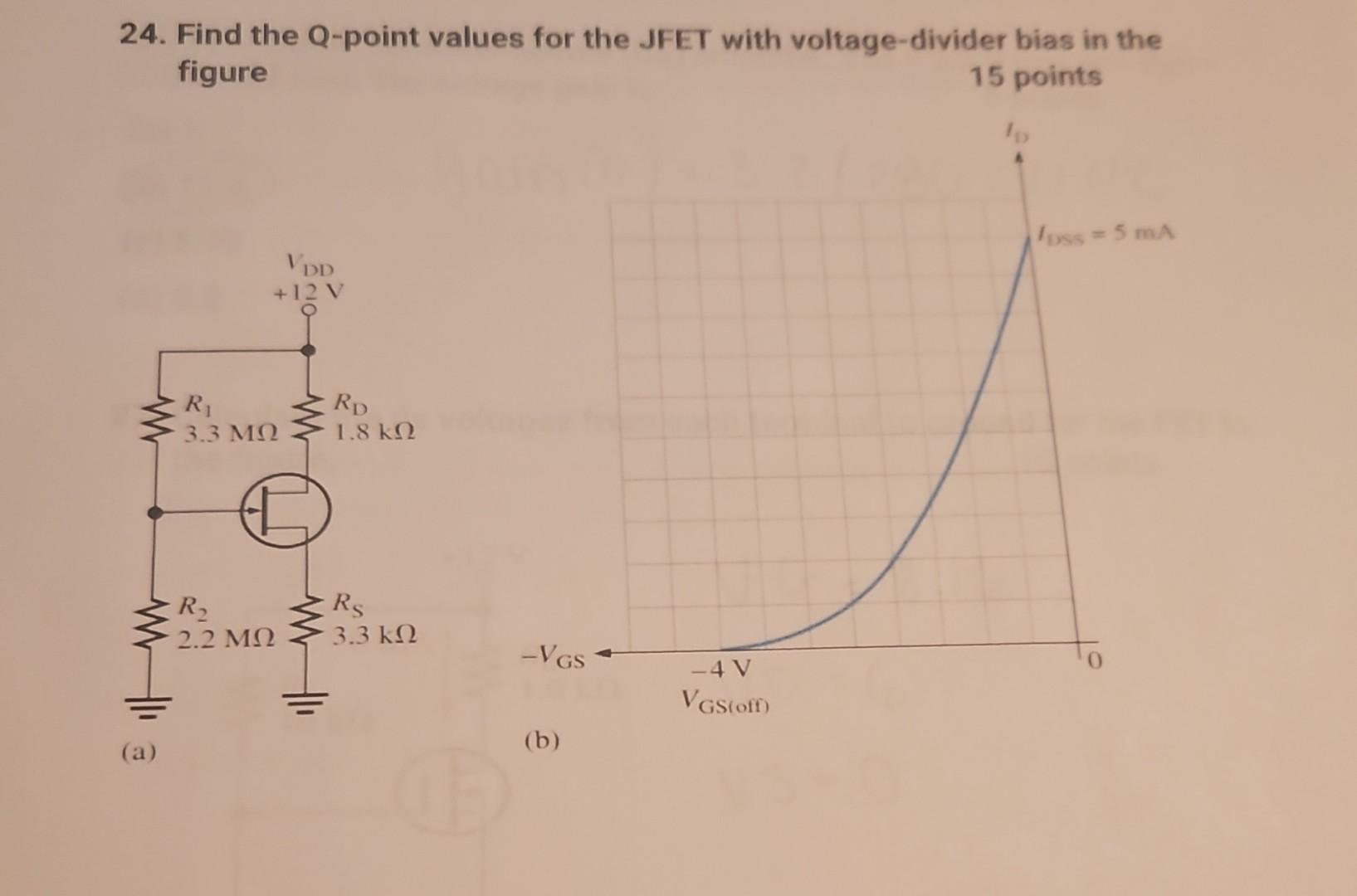 Solved 24. Find the Q-point values for the JFET with | Chegg.com