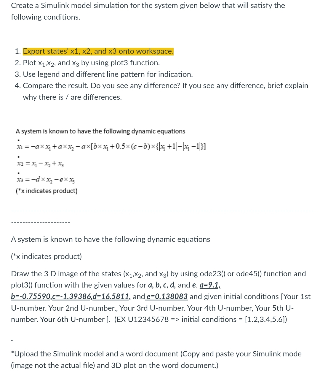 Create a Simulink model simulation for the system | Chegg.com