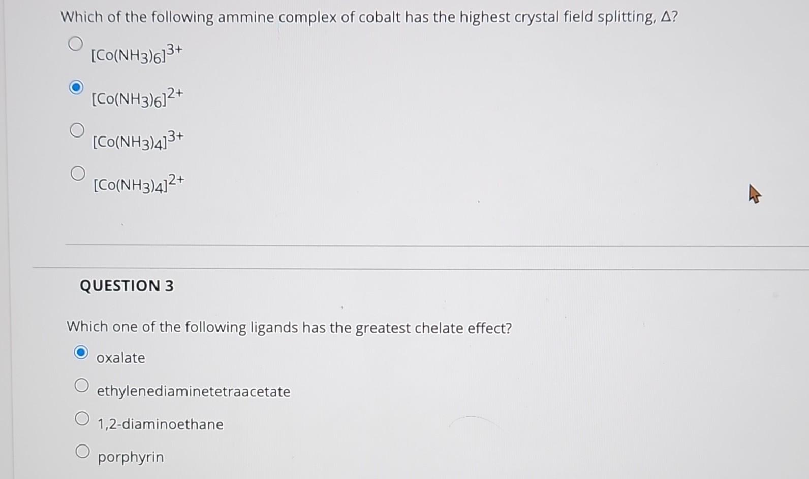 Solved Which of the following ammine complex of cobalt has | Chegg.com
