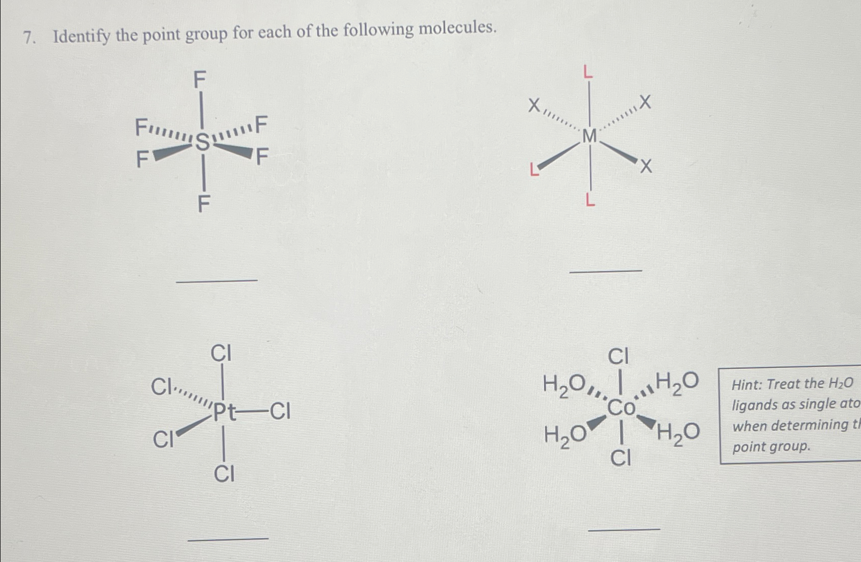 Solved Identify the point group for each of the following | Chegg.com