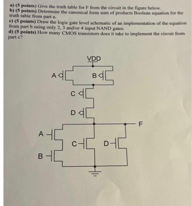 Solved a) ( 5 points) Give the truth table for F from the | Chegg.com