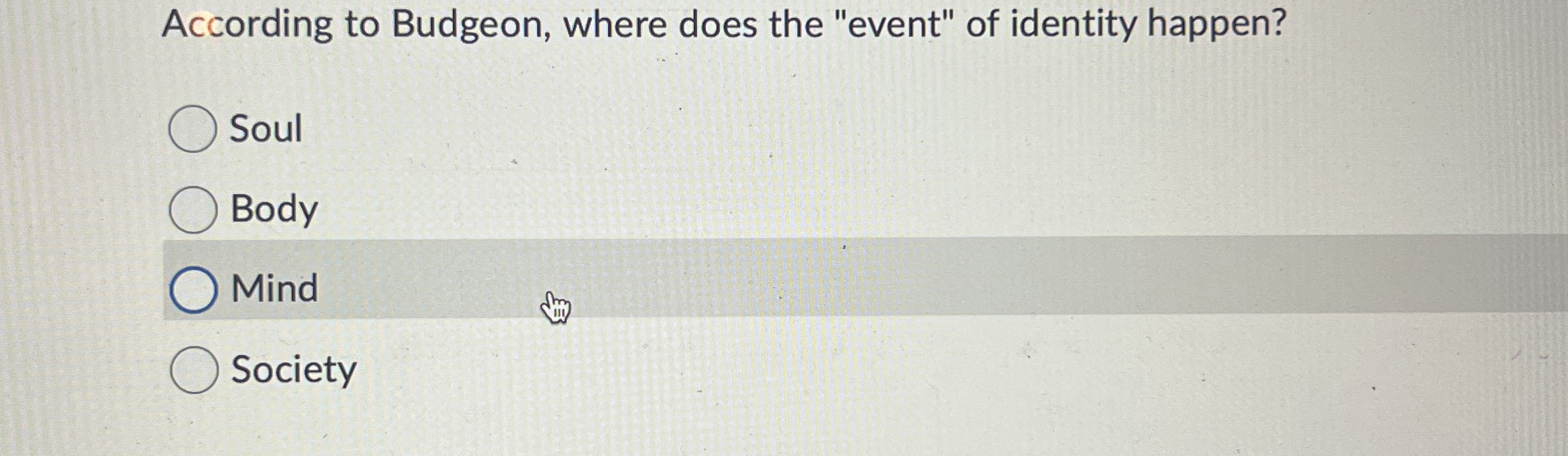 Solved According to Budgeon, where does the "event" of | Chegg.com