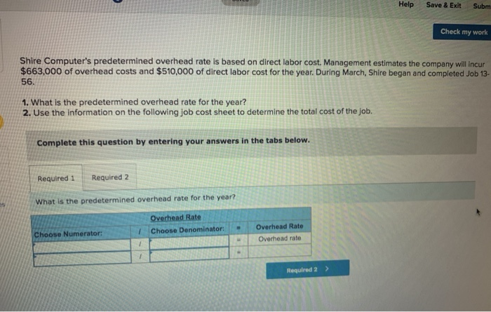 Solved Help Save & Exit Subm Check my work Shire Computer's | Chegg.com