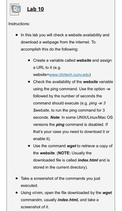 Solved Lab 10 tructions: - In this lab you will check a | Chegg.com
