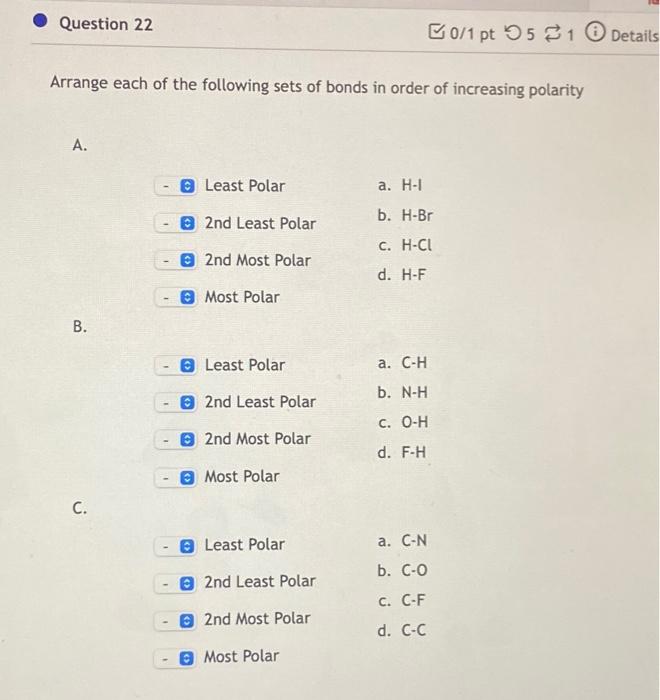Solved Arrange each of the following sets of bonds in order | Chegg.com