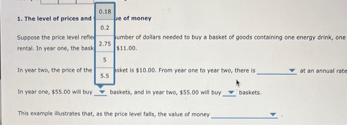 Solved 1. The level of prices and the value of money Suppose | Chegg.com