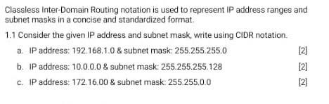 Solved Classless Inter-Domain Routing notation is used to | Chegg.com