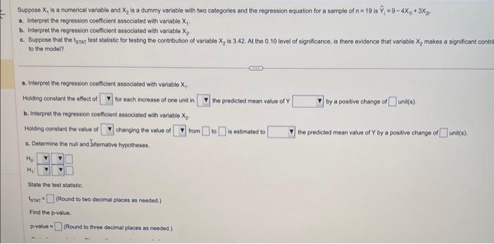 Solved Suppose X1 is a numencal variable and X2 is a dummy | Chegg.com