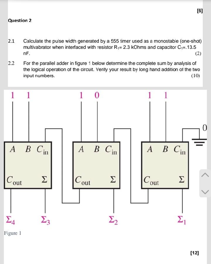 Solved .1 Calculate the pulse width generated by a 555 timer | Chegg.com